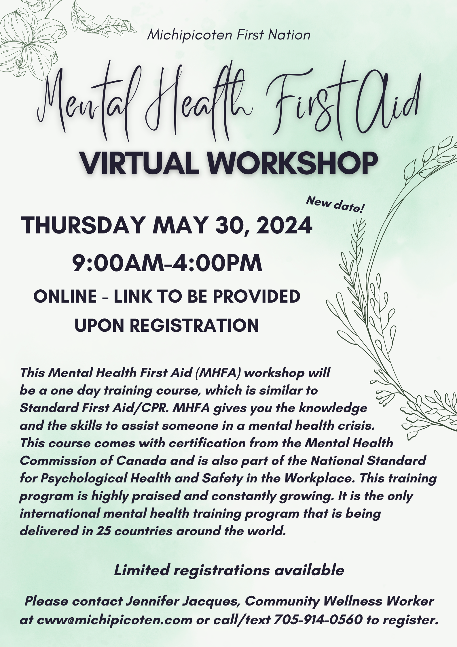 Mental Health First Aid Virtual Workshop – May 2024 (1) | Michipicoten ...