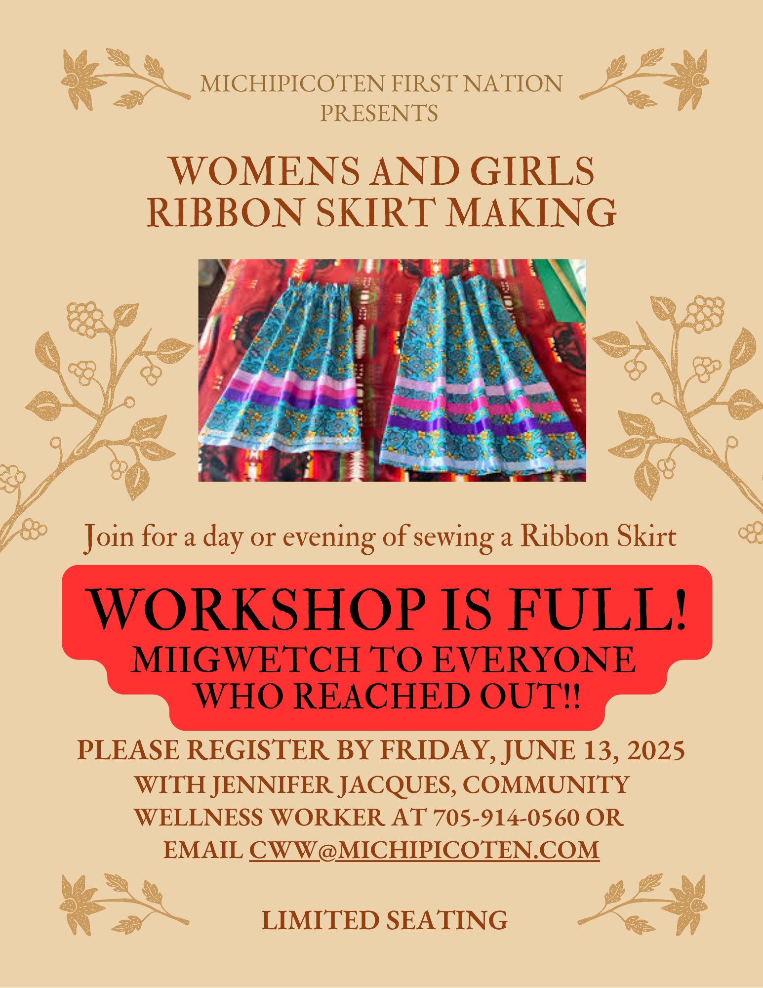 Ribbon Skirt Workshop | Michipicoten First Nation